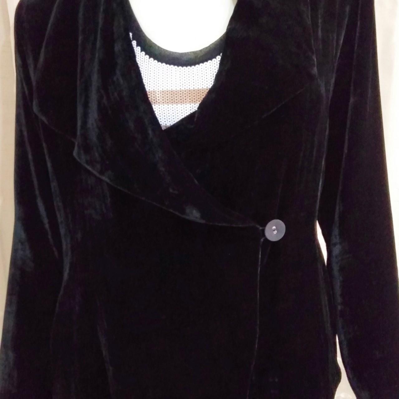 Vintage Black Velvet Jacket. Wide stylish collar.... - Depop