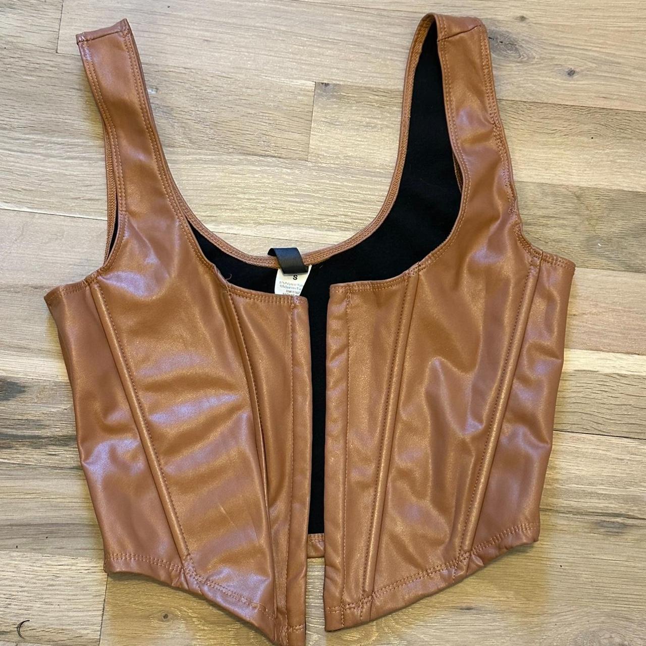 Small brown leather corset - Depop