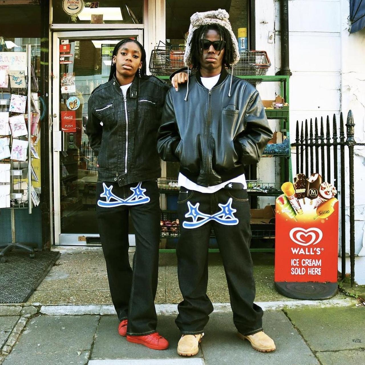 Protect London Blue Spike Denim Jeans Size Large... - Depop