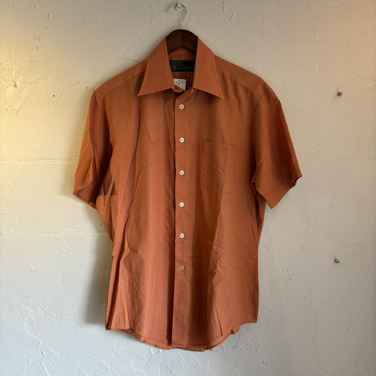 Vintage 70s Orange Short Sleeve Button Up Listed Depop