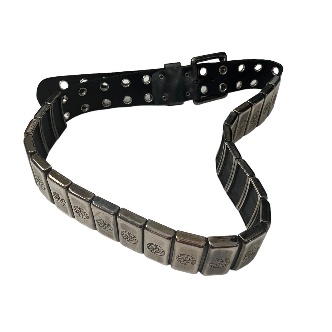 New Rock Men's Black and Silver Belt | Depop