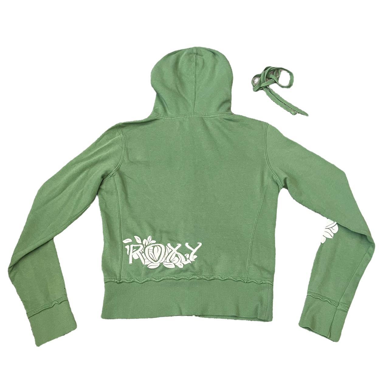 y2k green Roxy hoodie 🐛 excennent condition zip up... - Depop