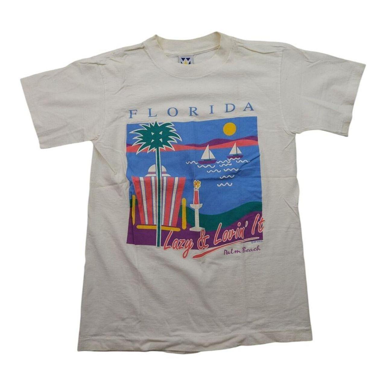 Vintage Florida Beach T Shirt Mens Medium 90s Lazy... | Depop