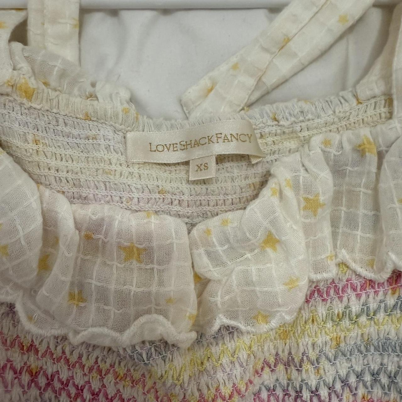 Love Shack Fancy pink, white, and yellow dress... - Depop