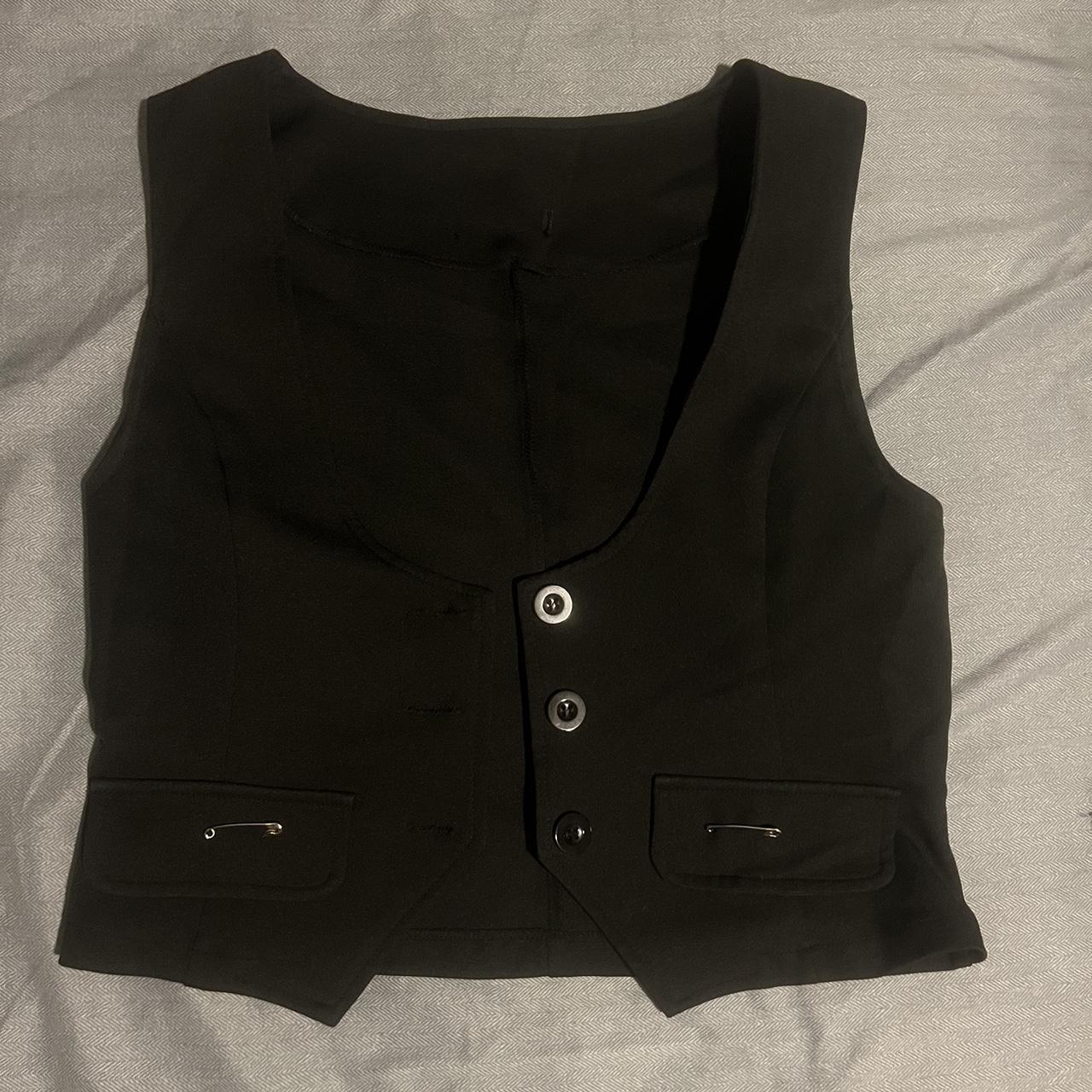 black button up vest - fits small to medium... - Depop