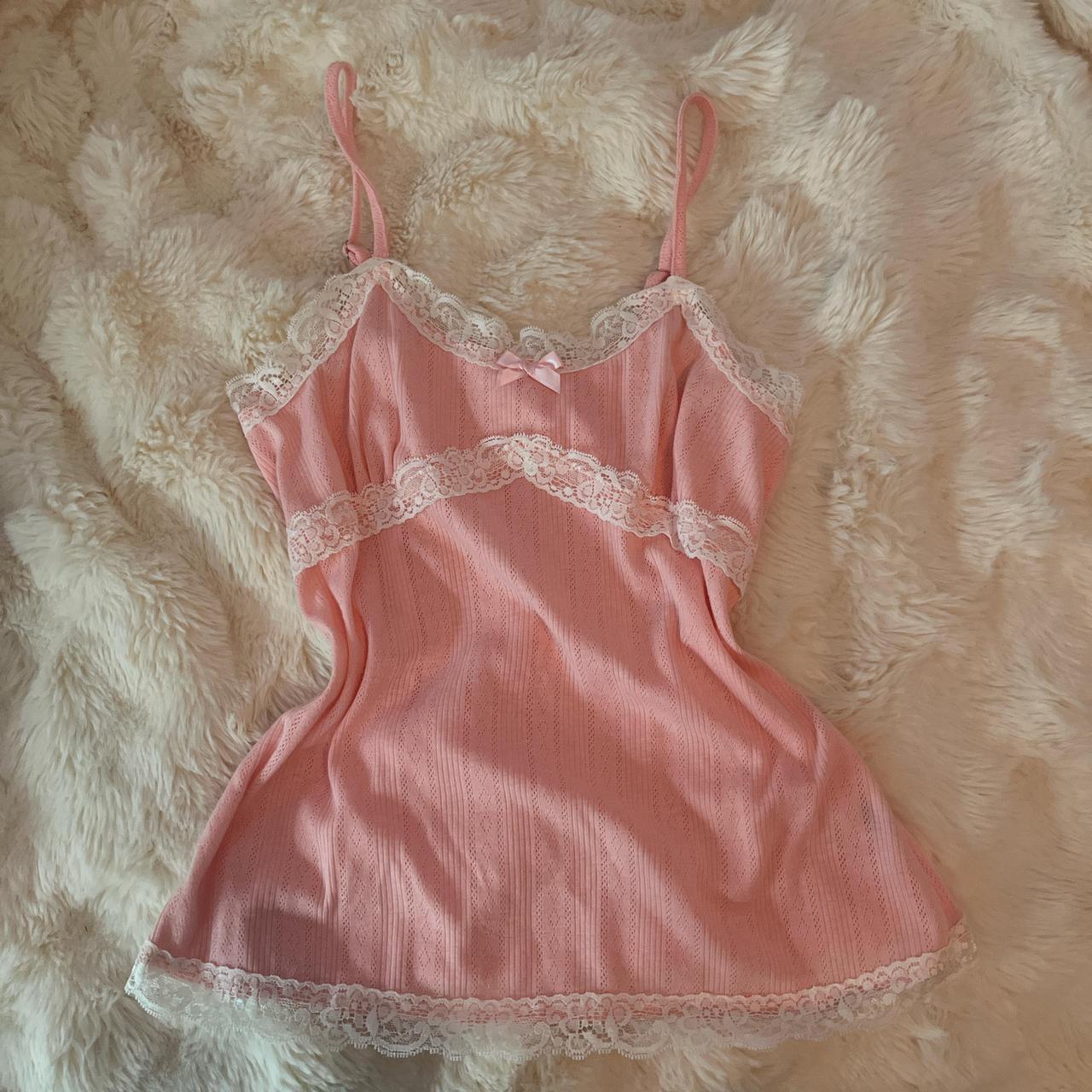 coquette lace pointelle tank top #coquette #y2k... - Depop