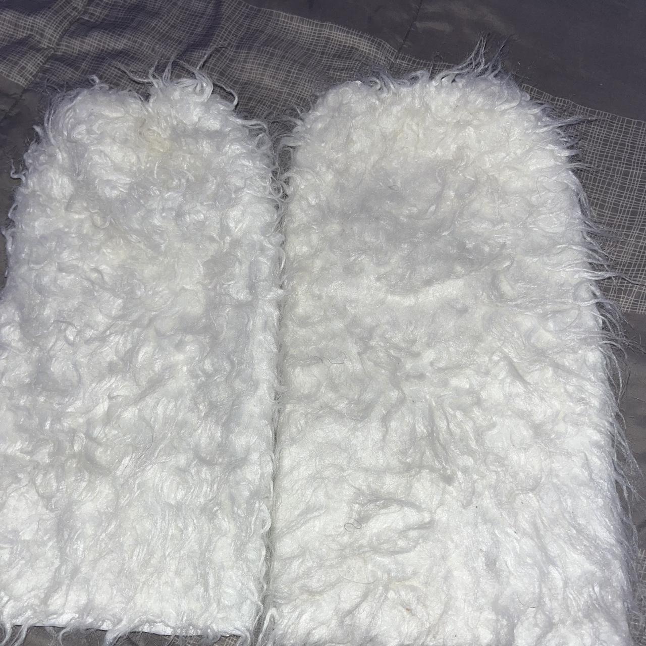 White fuzzy leg warmers • slight stain easily... - Depop