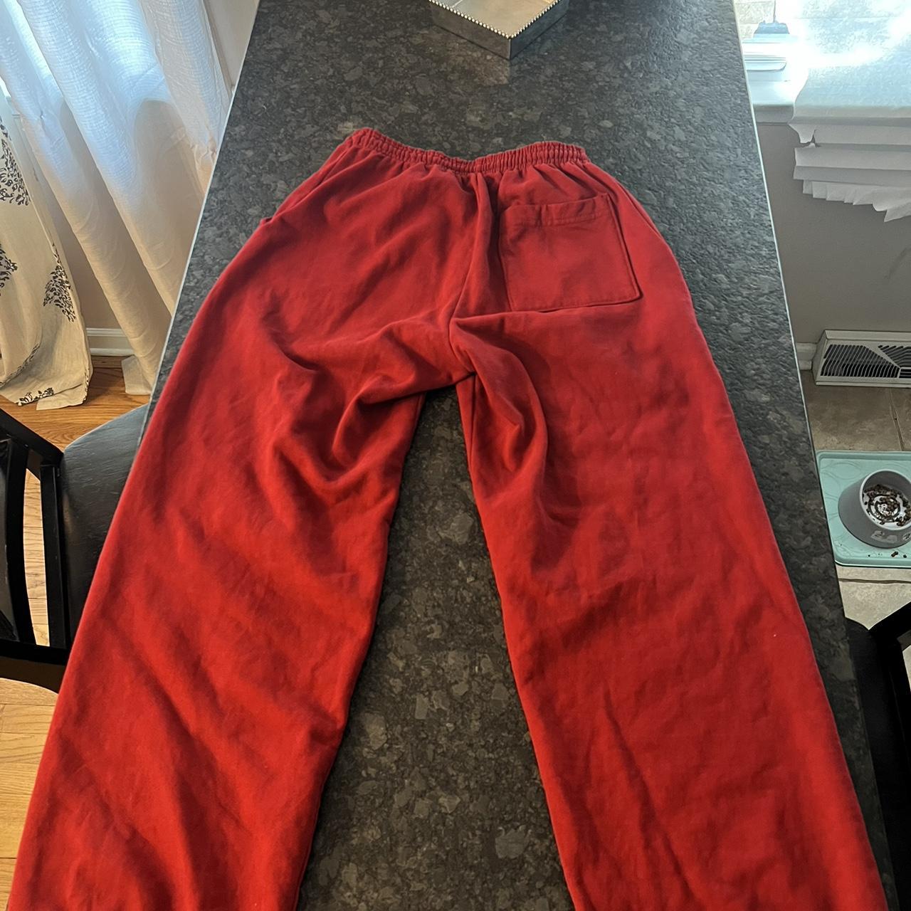 Sp5der Red Sweatpants | Worn twice and open to... - Depop