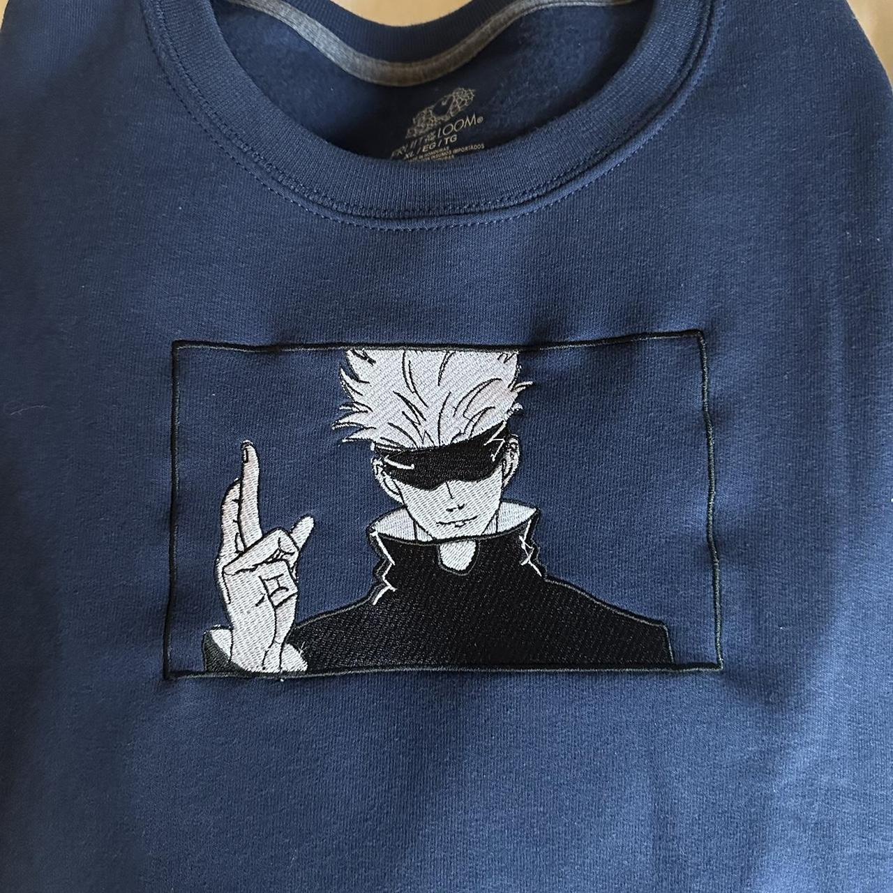 Unisex XL navy blue jujutsu kaisen gojo crewneck... - Depop