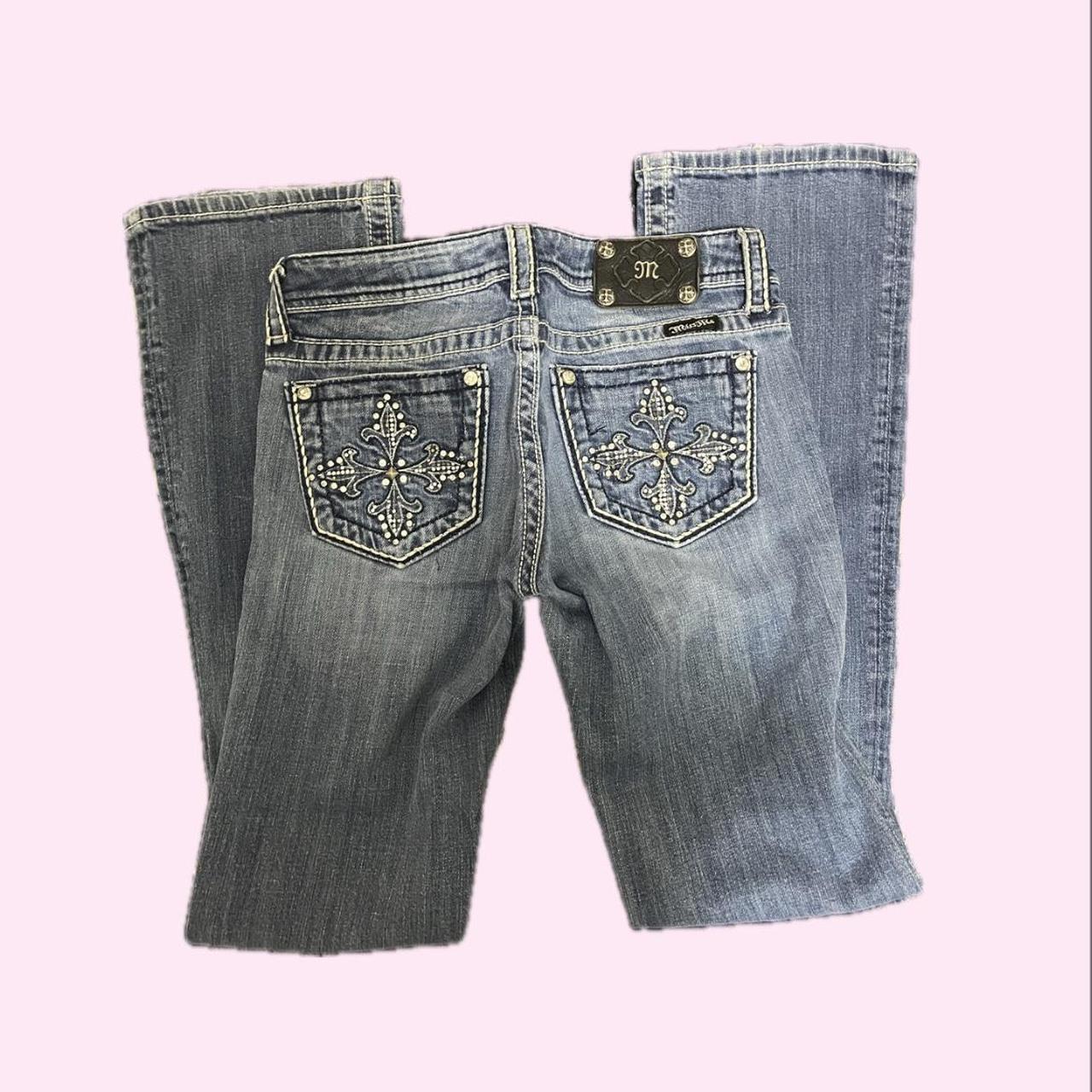 Low rise flare bedazzled pocket miss me jeans (... | Depop
