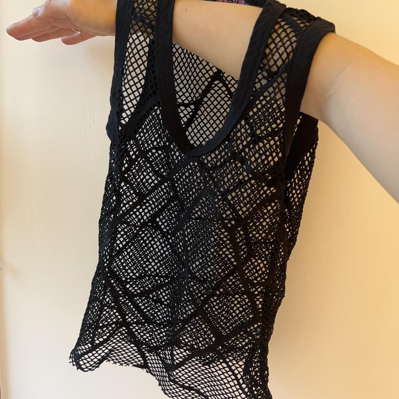 The cutest black mesh/ fishnet top Tank top/ vest... - Depop