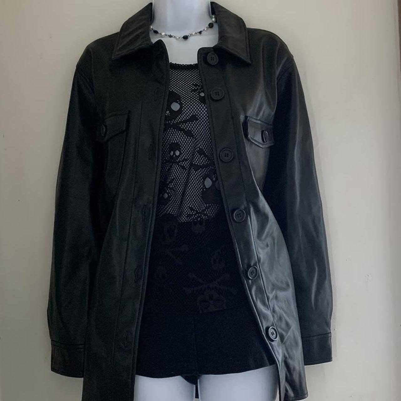 Leather Button Up Jacket .•*. size medium jacket is... - Depop