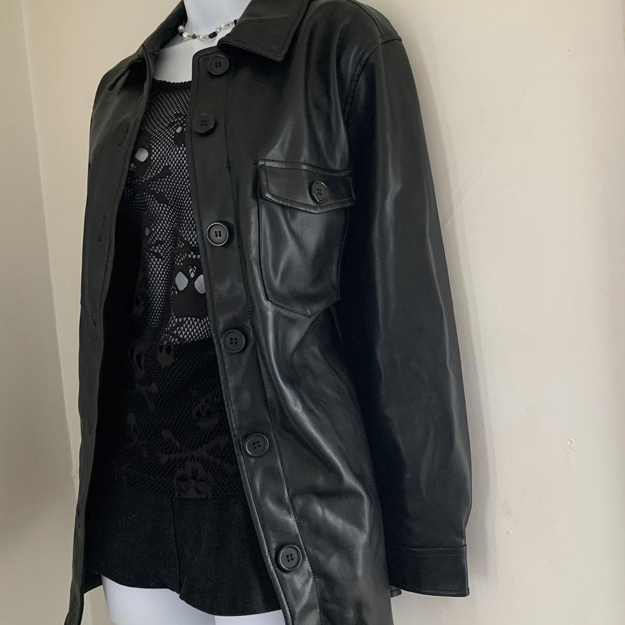 Leather Button Up Jacket .•*. size medium jacket is... - Depop