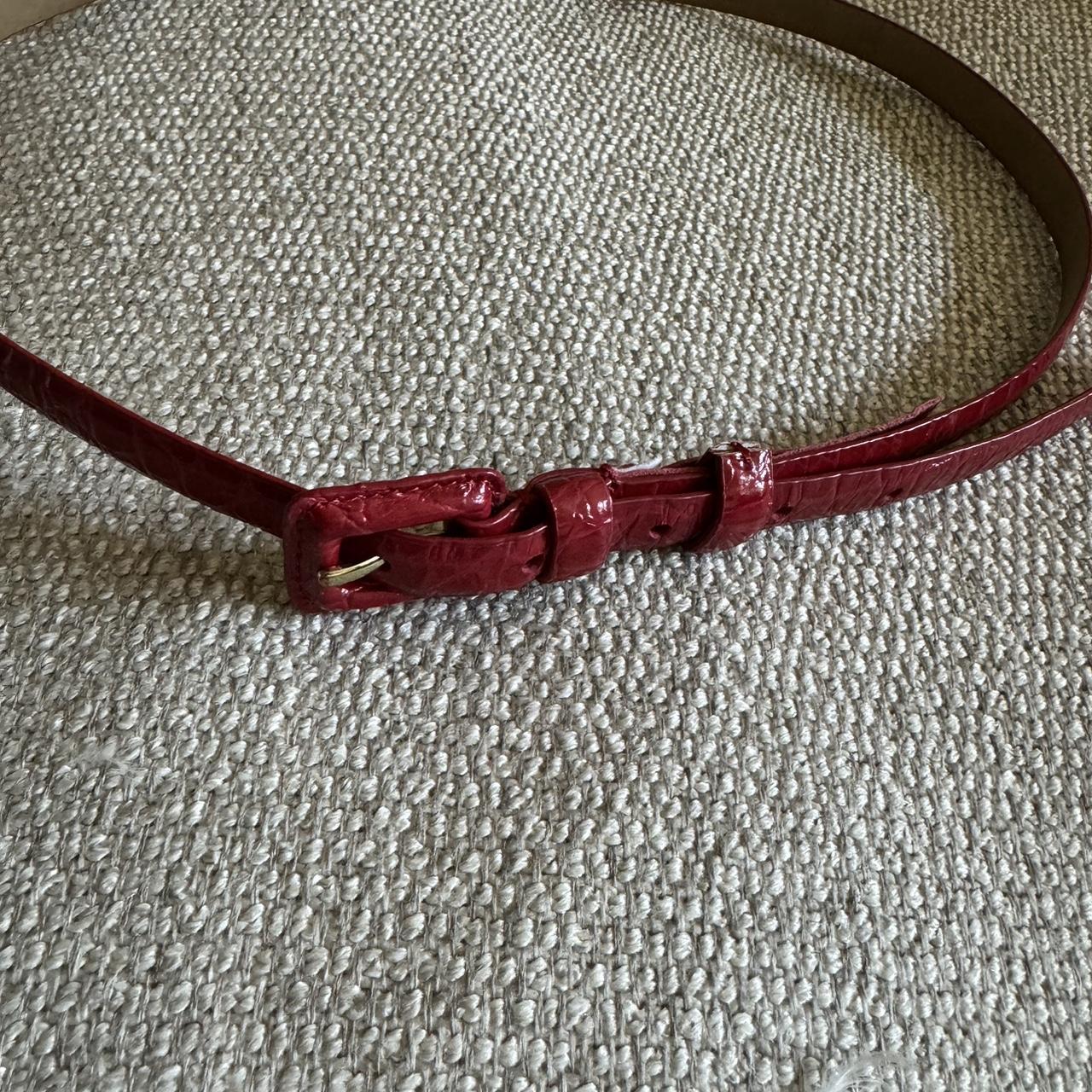 Talbots red leather belt never worn, 41” long - Depop