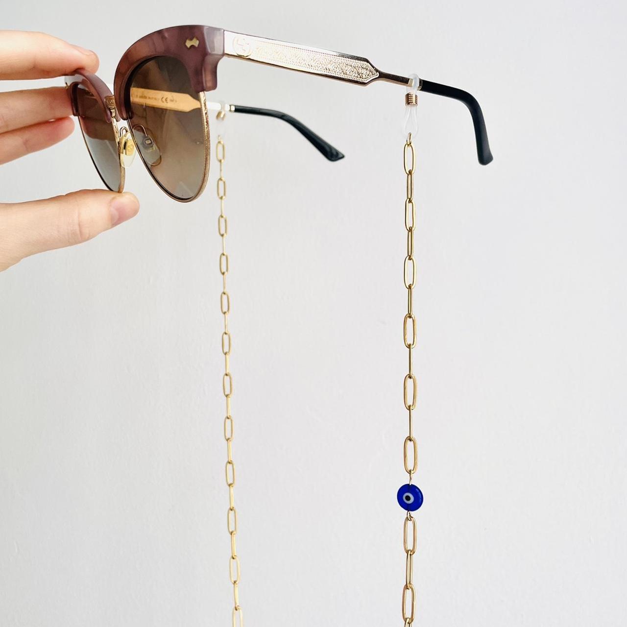 Evil eye Paperclip gold glasses chain. Made from... - Depop