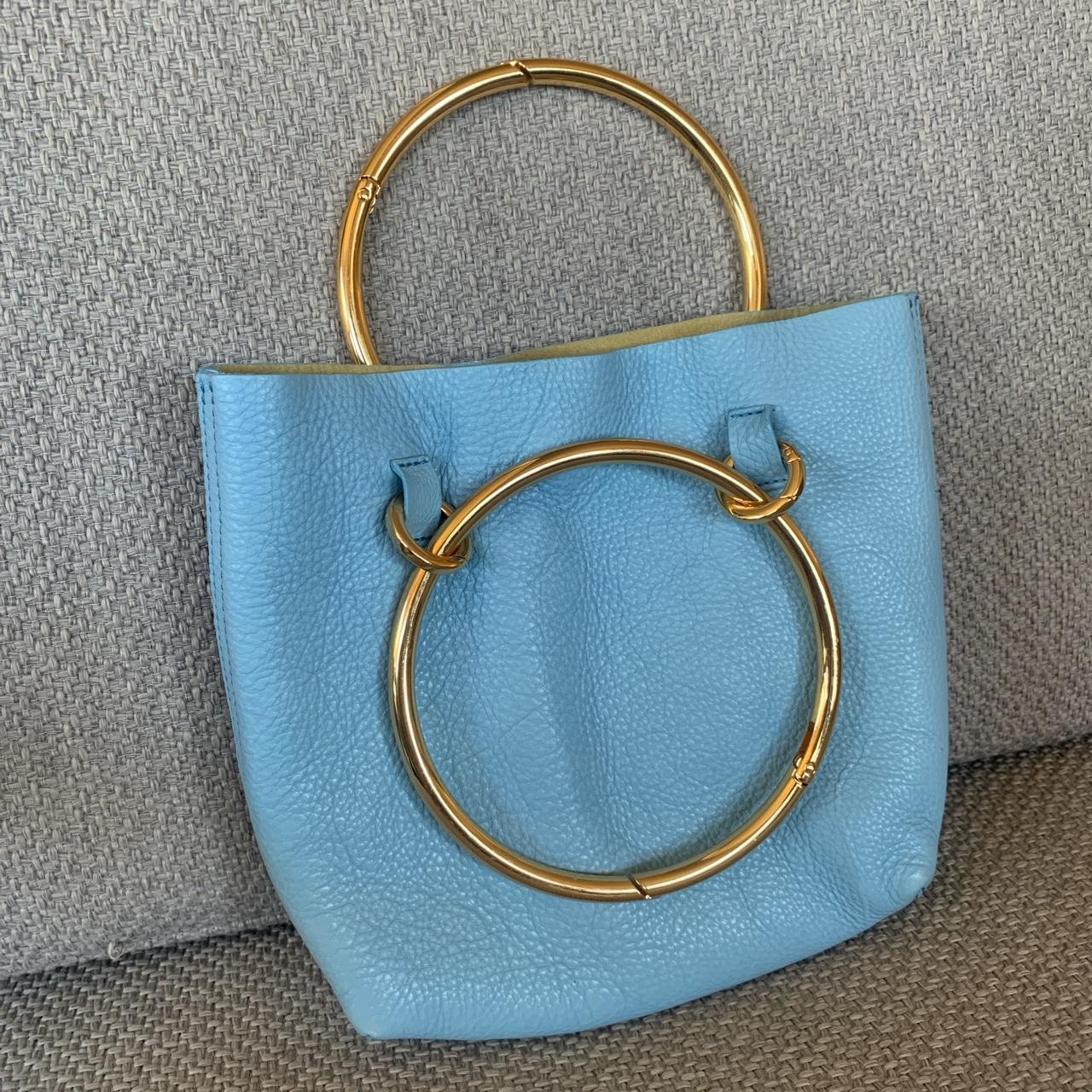 Cutest blue leather bucket mini bag with detachable... - Depop