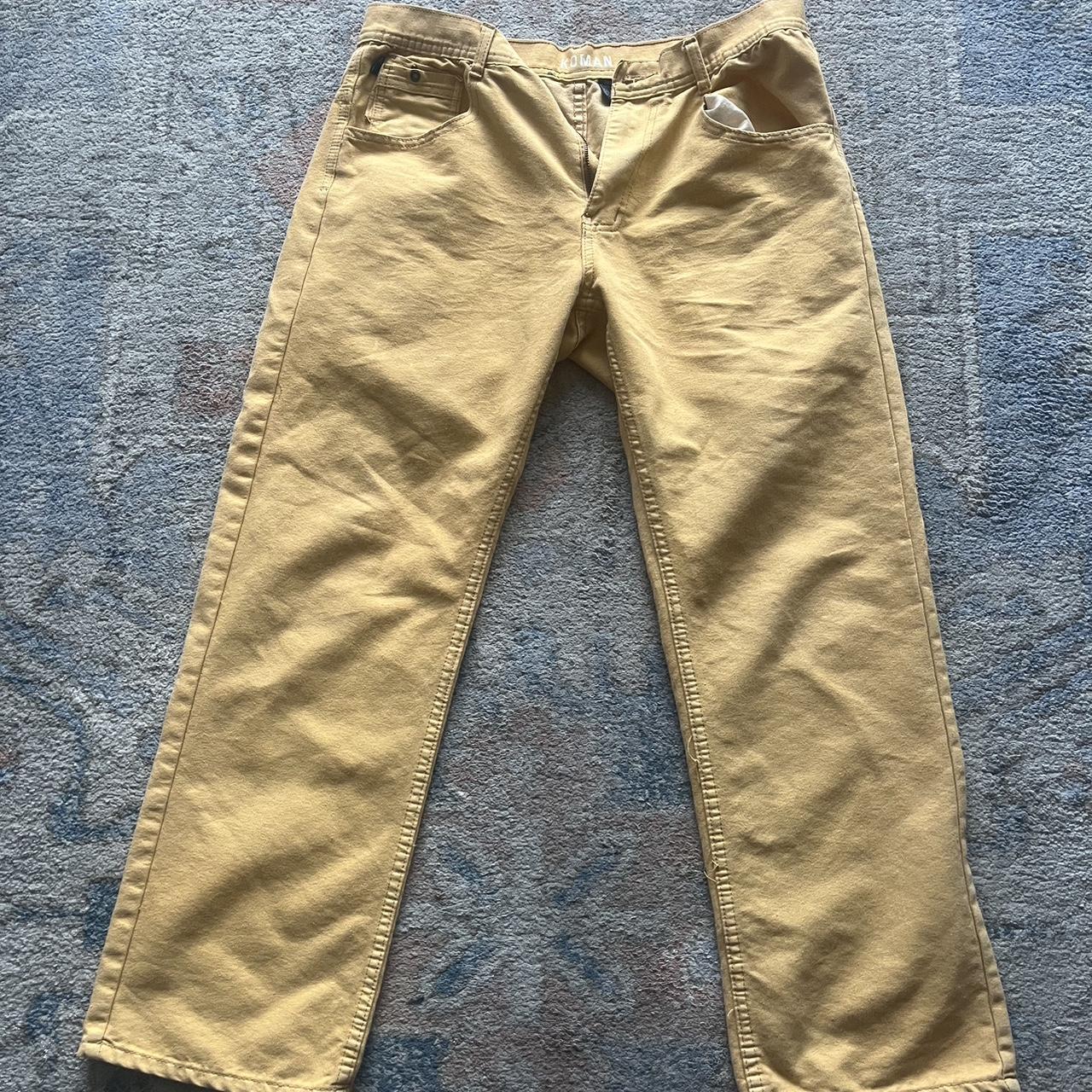 Slightly baggy yellow/brown pants. These definitely... - Depop