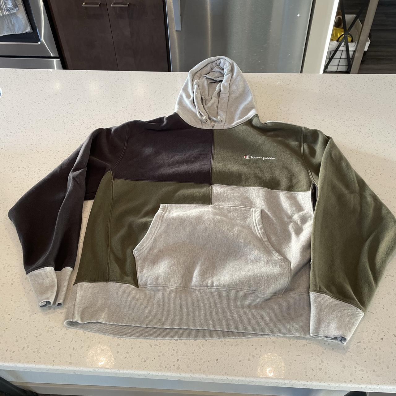 Champion color block reverse weave hoodie Size men’s... - Depop