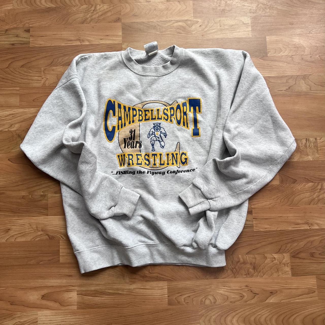 Vintage 1998 Campbellsport Wrestling Sweatshirt... - Depop
