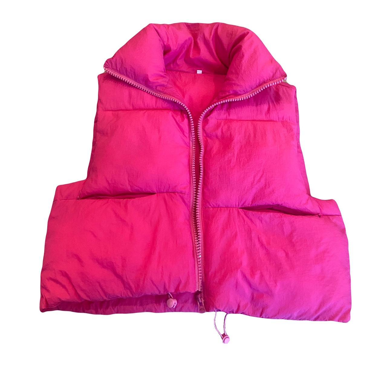 pink cropped puffer vest💕🌷💋🧚🏼‍♀️🫧💐 only worn once! no... - Depop