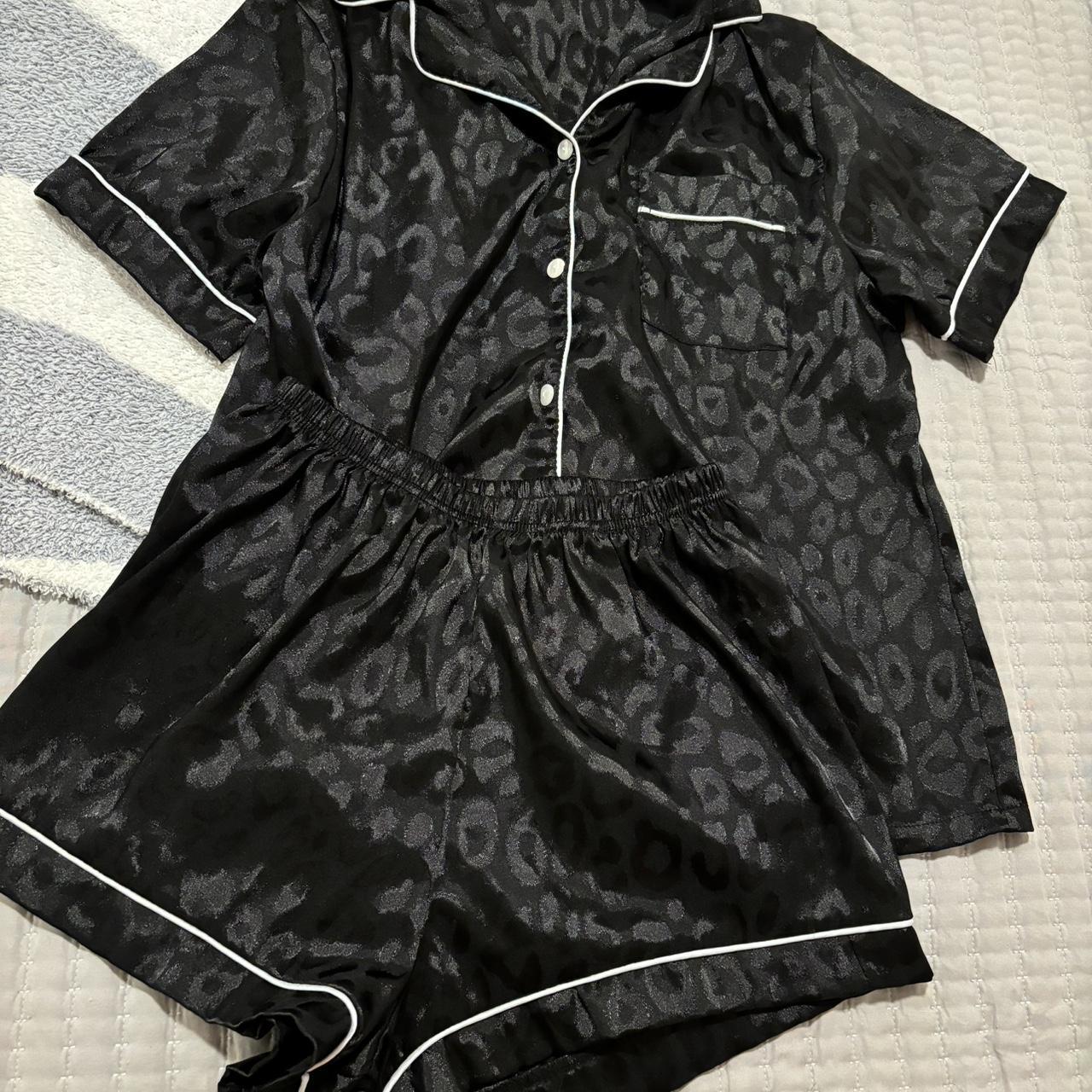 leopard print silk pajama set super cute!! just a... - Depop