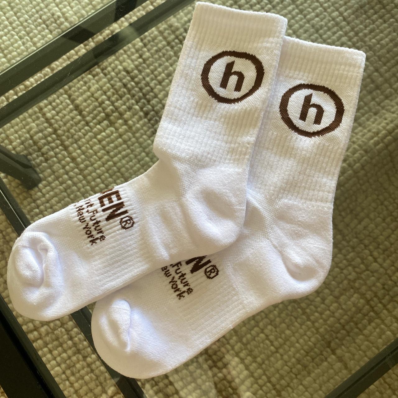 Brand new white/brown Hidden Ny socks - Depop