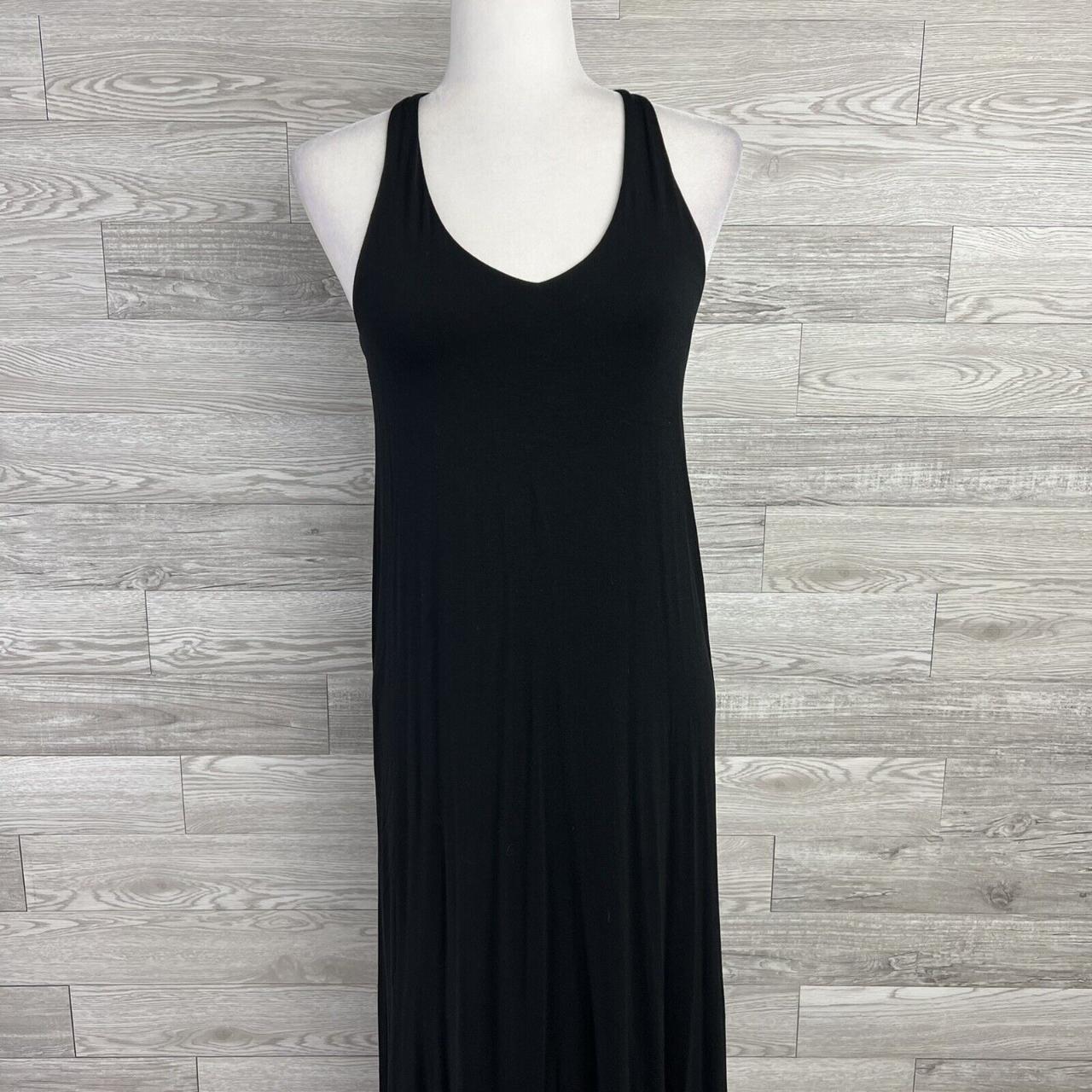 VINCE MAXI RACERBACK DRESS SZ XS BLACK V NECK SHELF... - Depop