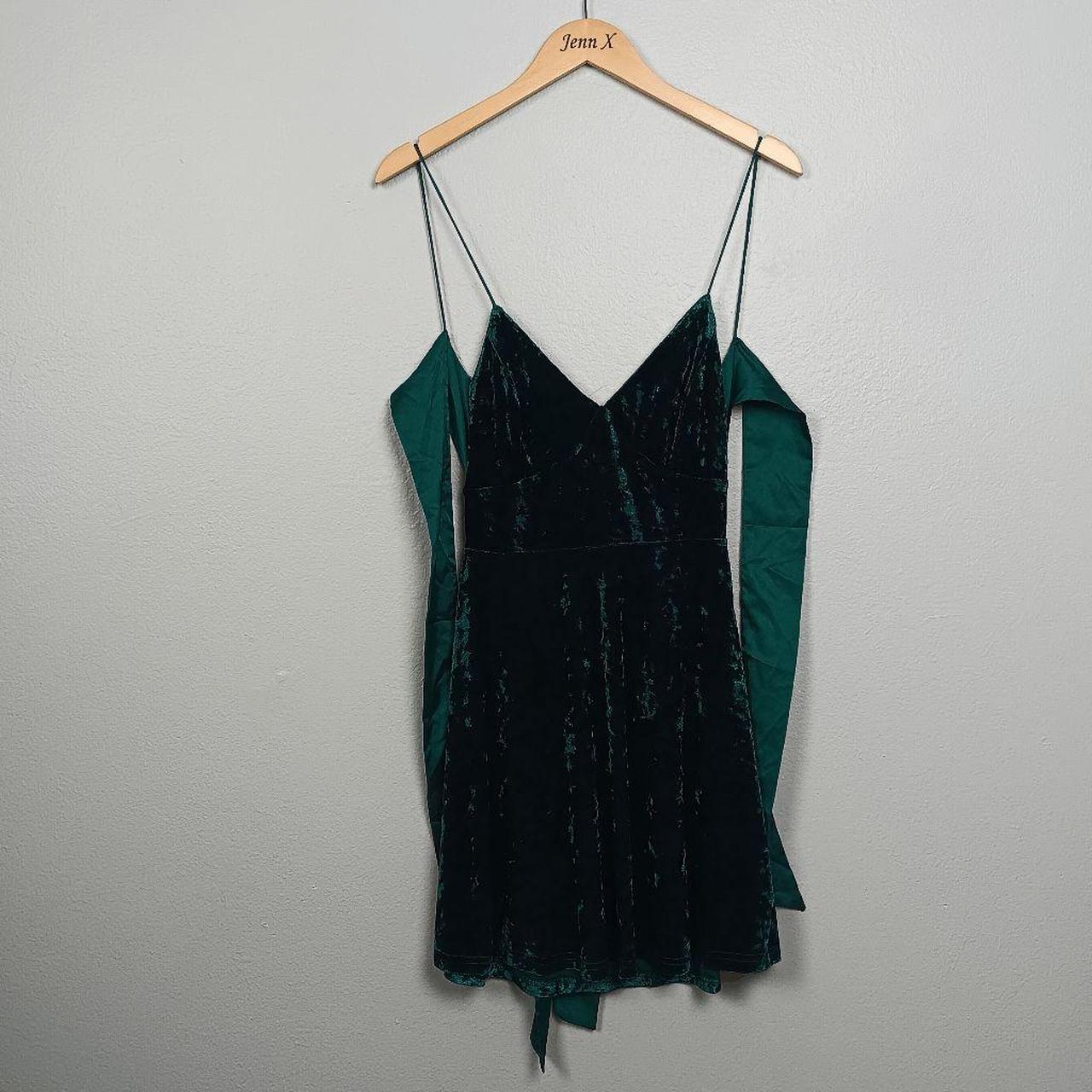 Double Crazy Emerald Green Open Back Tie Tank Velvet... - Depop