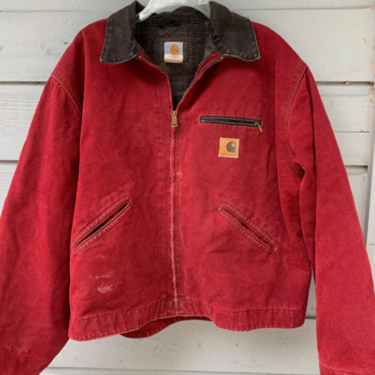 Vintage Carhartt Men's Crimson Jacket J97CRI XXL - Depop