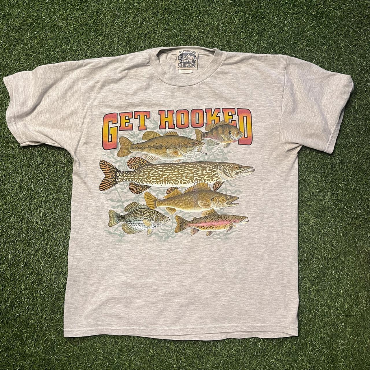 "Get Hooked" vintage fishing shirt. Men's... - Depop