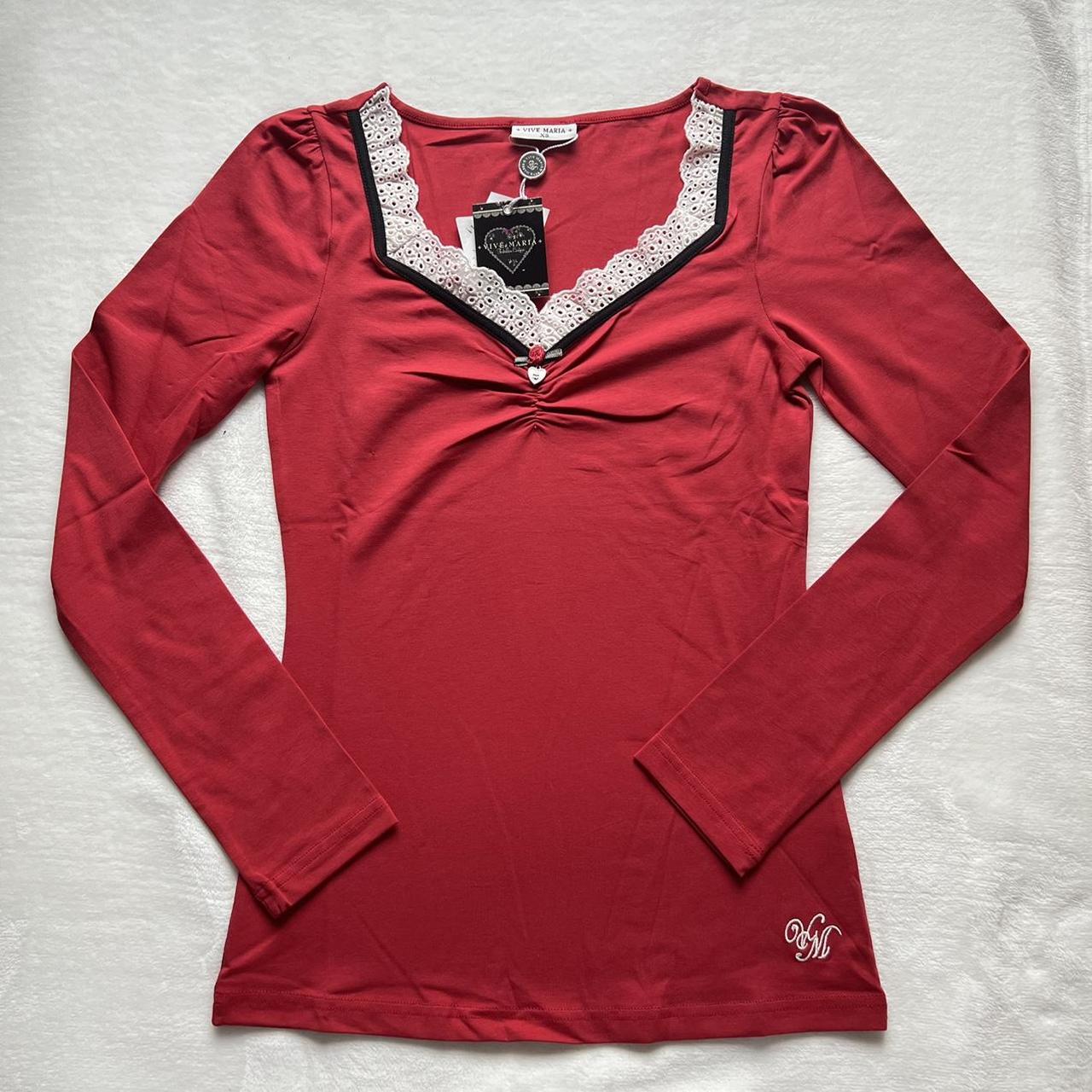 red coquette vive maria longsleeve top deadstock... - Depop