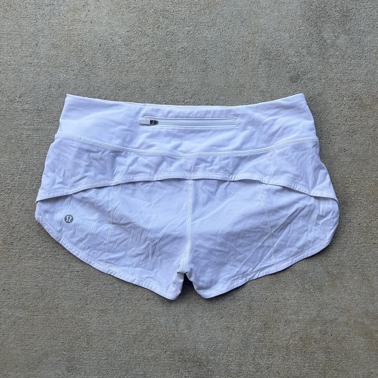 White Lululemon LR Speed Up Shorts Size 4 Lululemon... - Depop