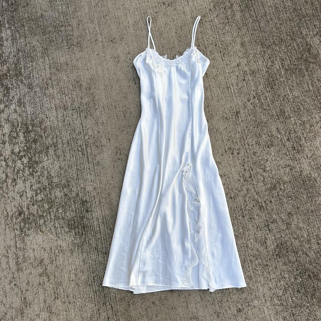 White Linea Donatella Long Slip Dress Size... - Depop