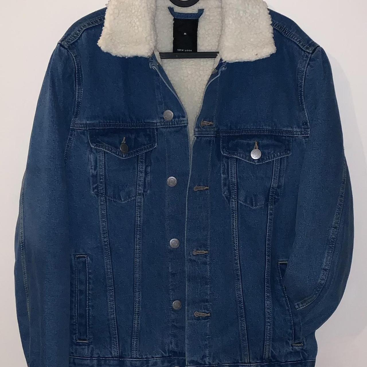 New Look mens denim Borg lined Jacket Size Medium... - Depop