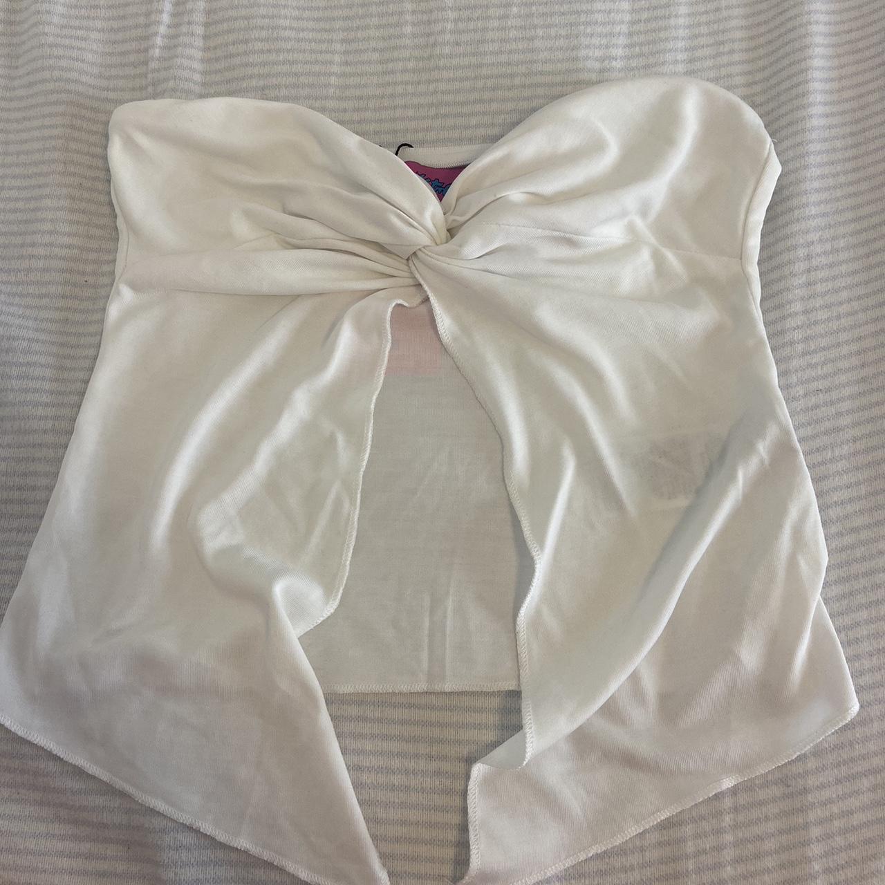 white twisted split front tube top from... - Depop