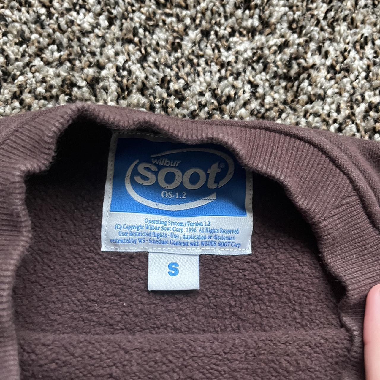 wilbur soot brown puff paint crewneck barely used,... - Depop