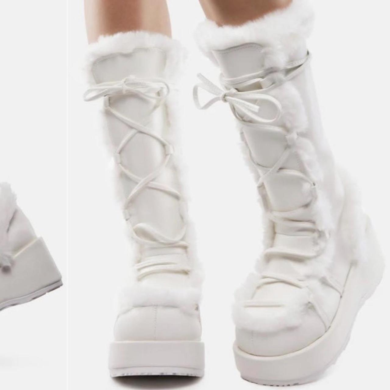 Demonia Women's White Boots | Depop