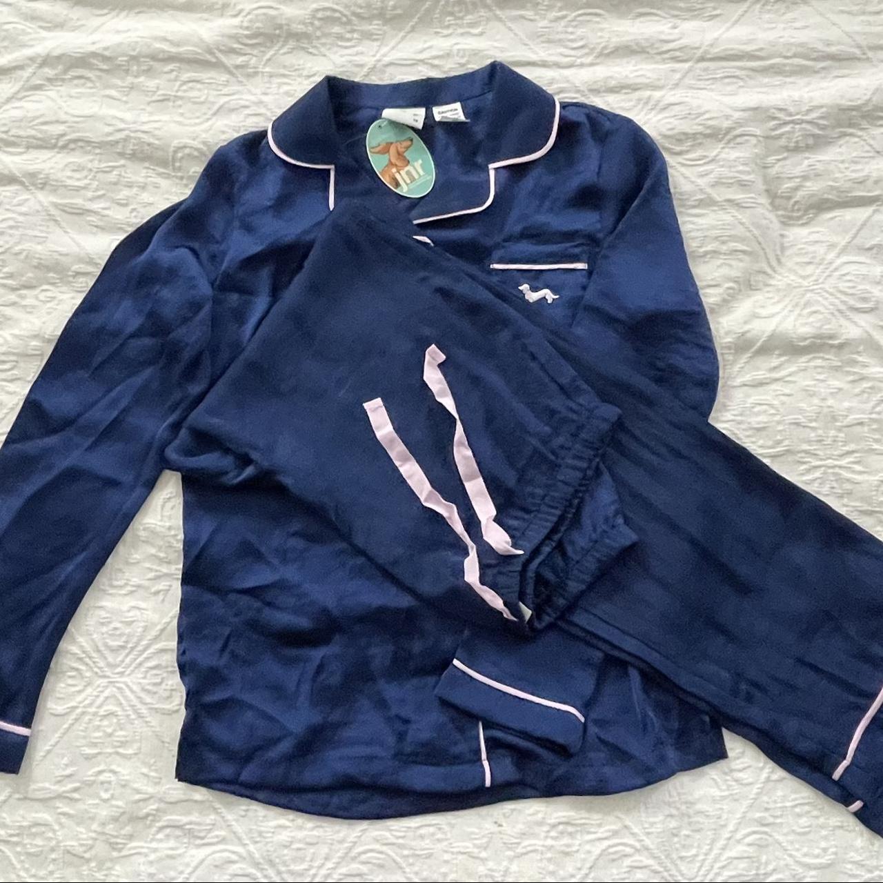 peter alexander junior Long Navy Chic Satin Pj... - Depop