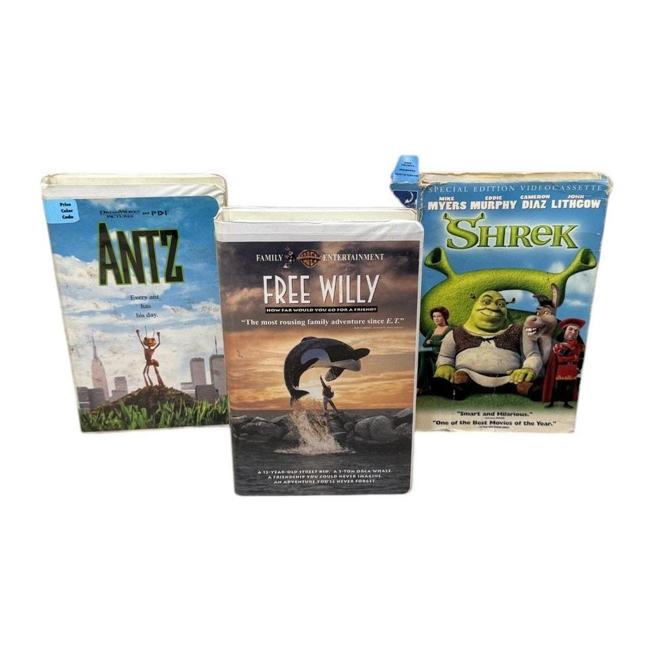 Lot of 3 VHS Tapes Antz Free Willy Shrek VHS... | Depop