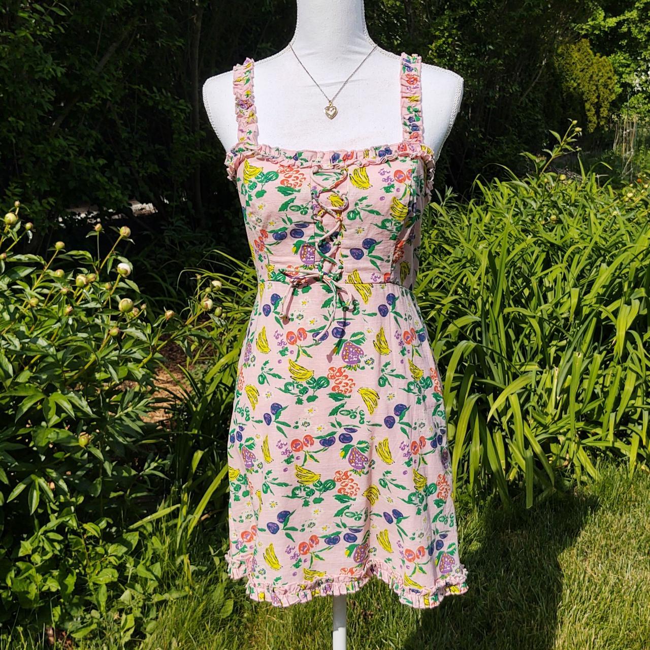 Fruit Print Pink Corset Sundress Sun Dress by Urban... - Depop