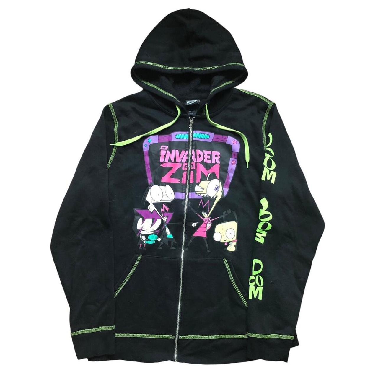 INVADER ZIM ZIP UP HOODIE Y2K Zip Up 🖤Size Large -... - Depop