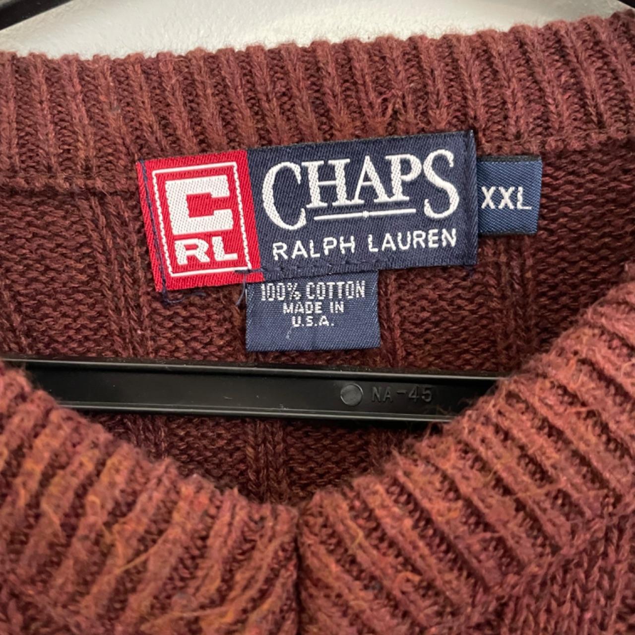 Vintage Ralph Lauren Chaps burgundy knitted sweater... - Depop
