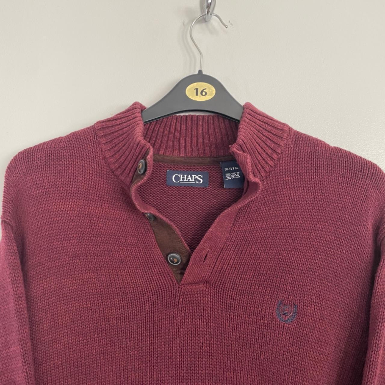 Vintage Ralph Lauren Chaps Burgundy Knitted Quarter... - Depop