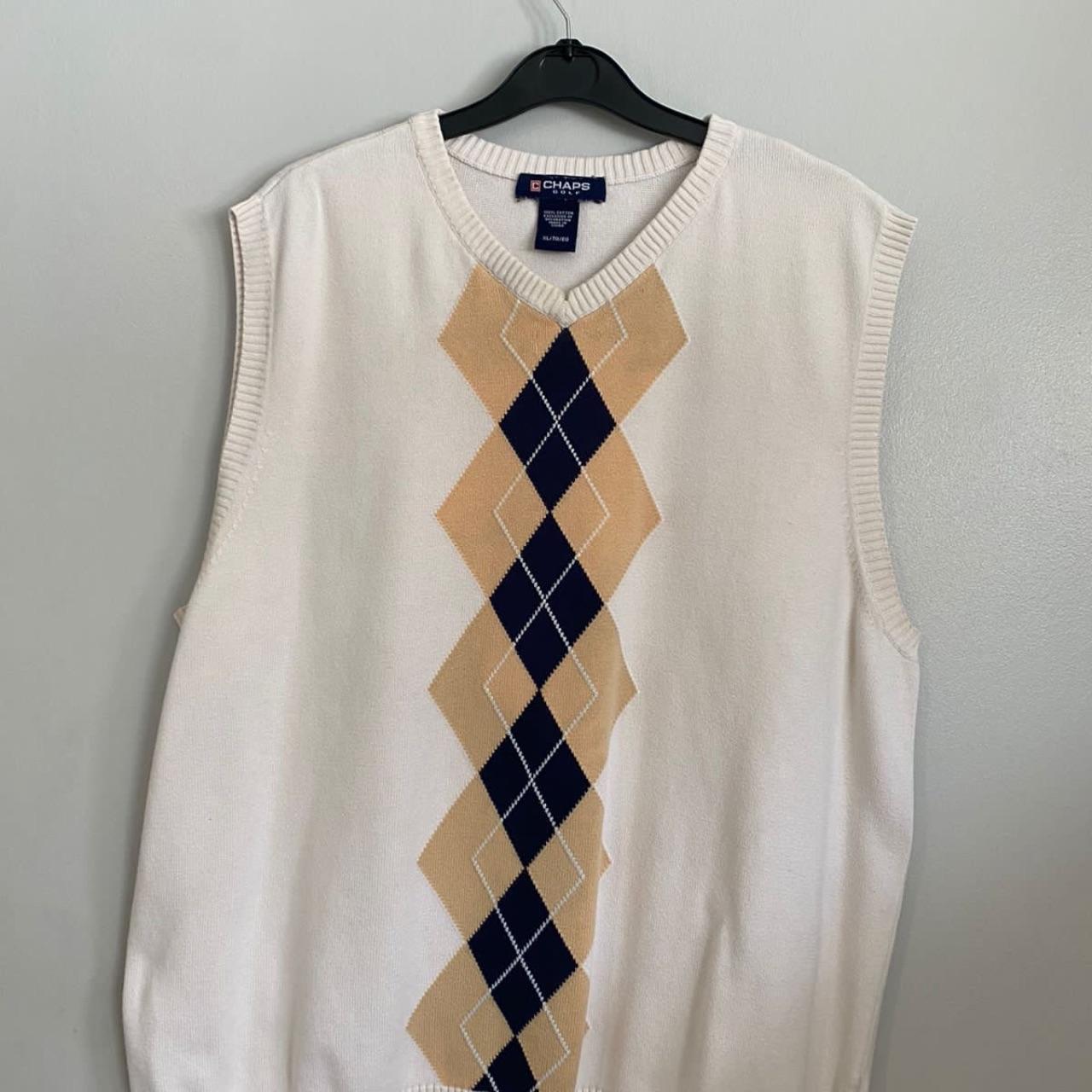 Vintage Ralph Lauren Chaps Golf Vest Sweater White... - Depop
