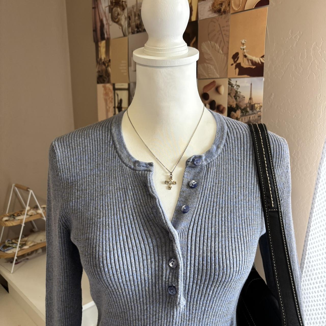 Vintage Y2K 2000s Moda international purple ribbed... | Depop