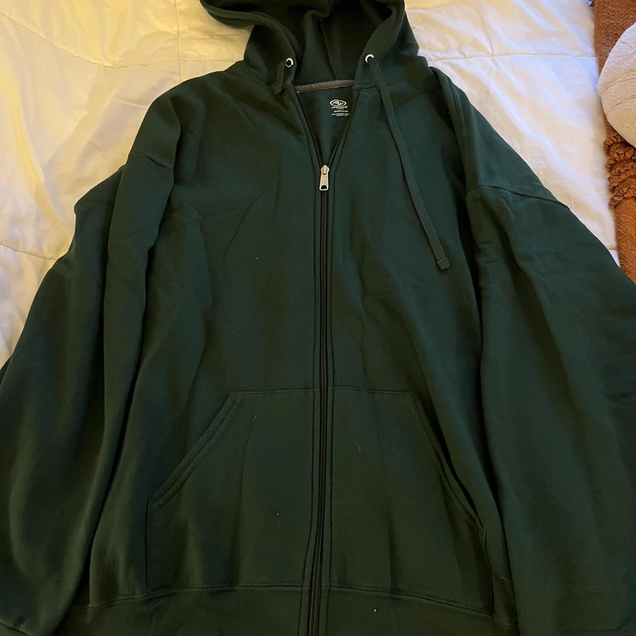 Dark Green Zip Up size 2XL perfect oversized zip... - Depop