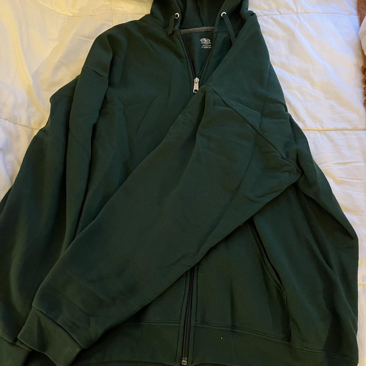 Dark Green Zip Up size 2XL perfect oversized zip... - Depop