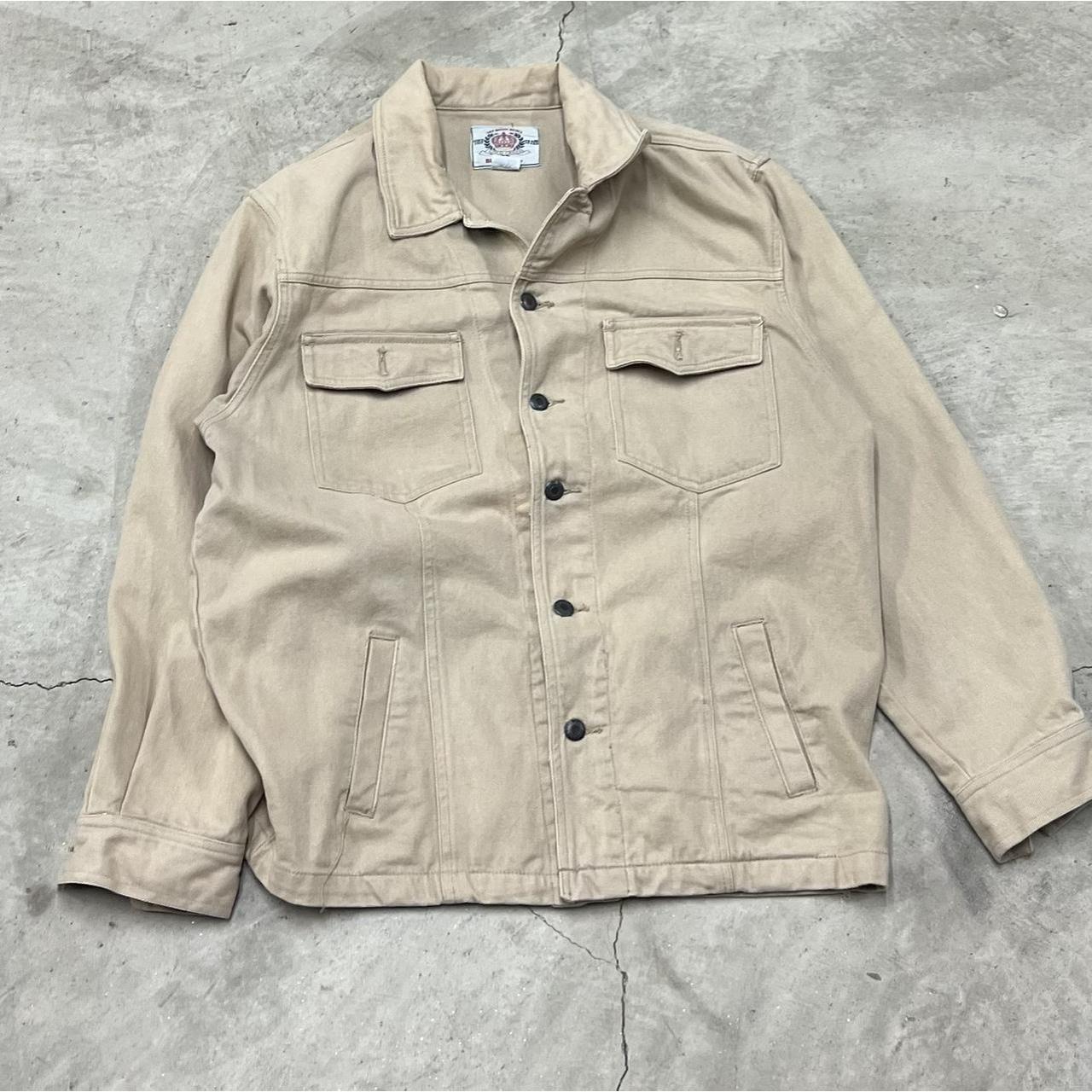 VINTAGE 90s BUGLE BOY TAN JEAN JACKET BASIC... - Depop