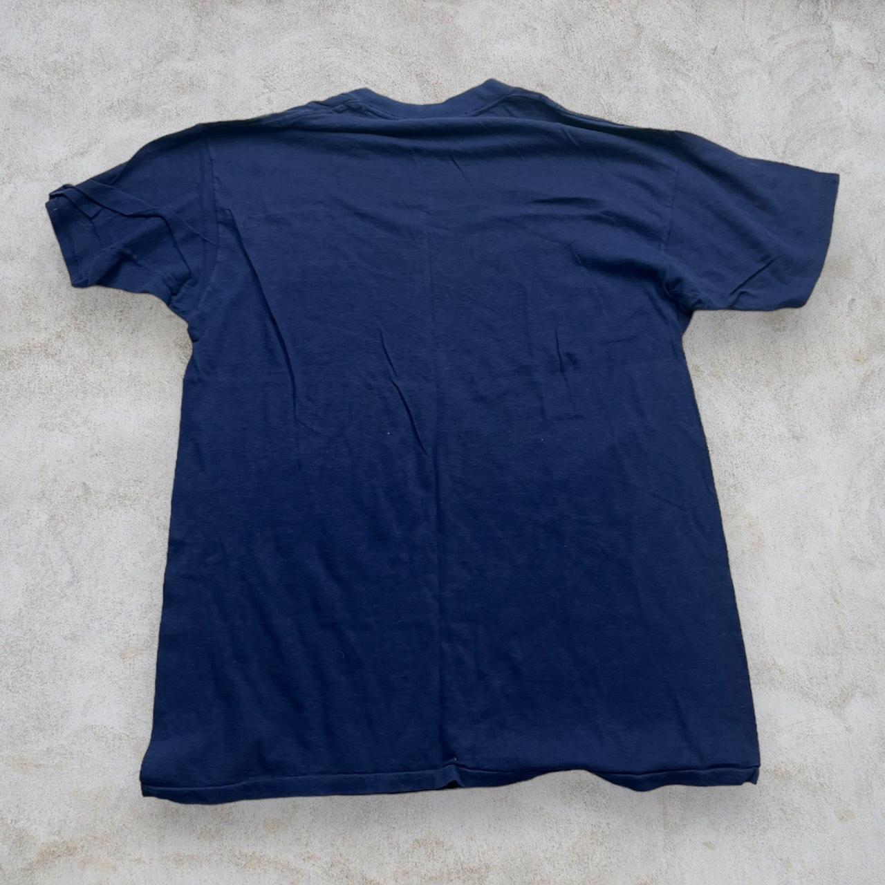 VINTAGE 80s BASIC NAVY POCKET TEE SHIRT RETRO STYLE... - Depop