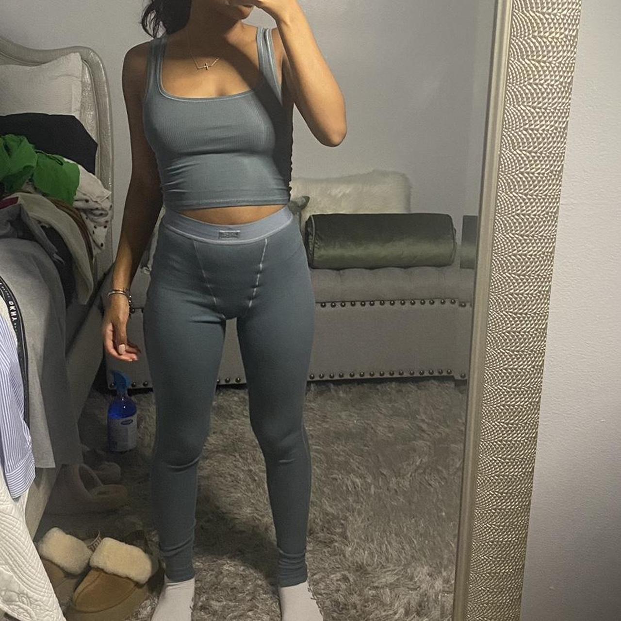*skims* blue XS set tank top and leggings - Depop